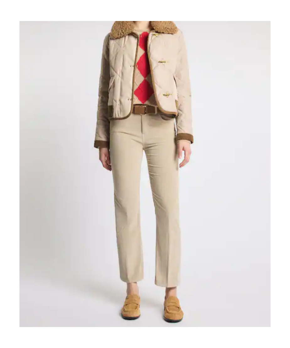 FAY Fay Quilted Short Coat with Removable Shearling Effect Collar